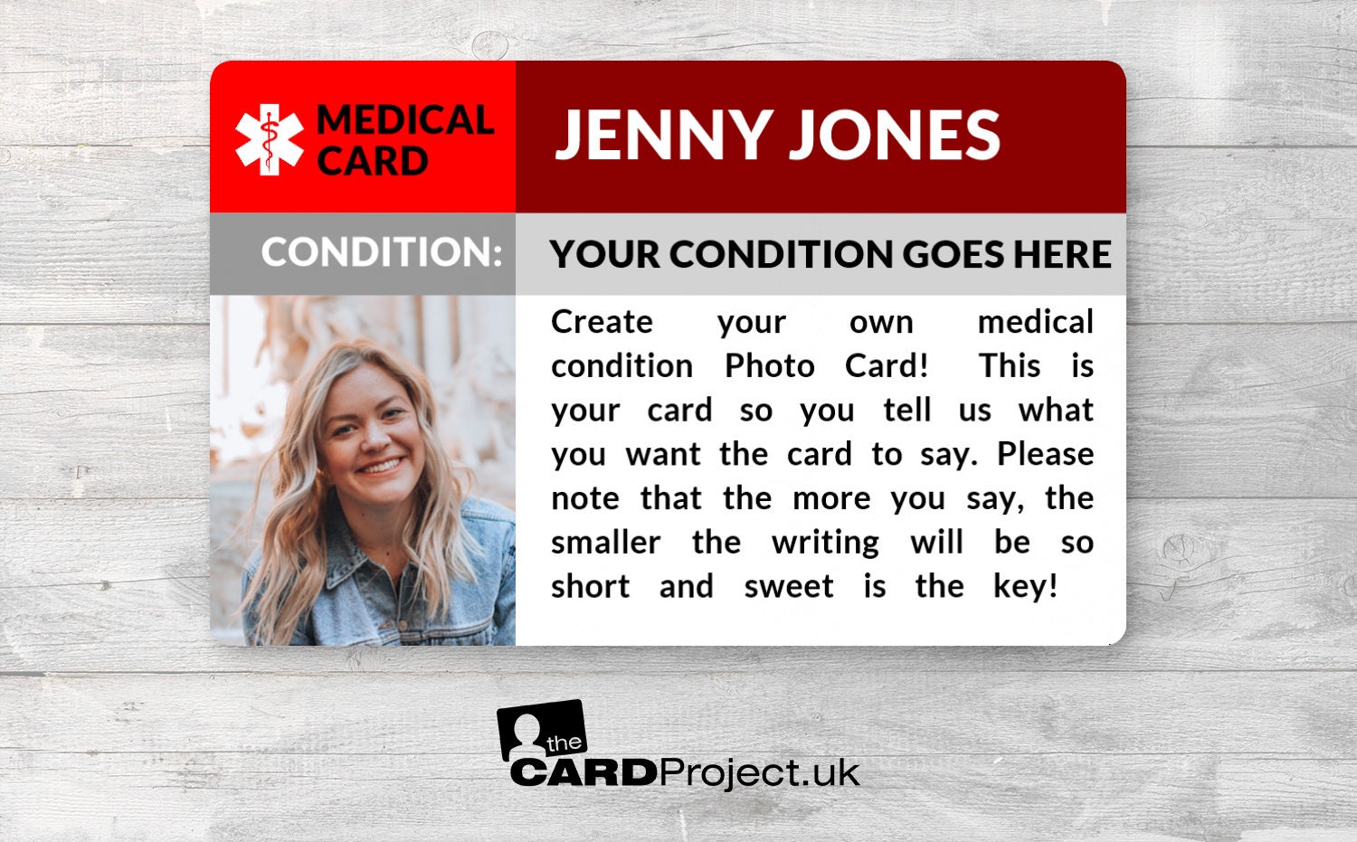 Create Your Own Medical Condition Photo Card Emergency Wallet Medical ...