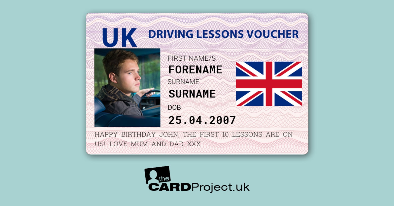 Driving Lesson Gift Voucher - Personalised Driving Lessons Card With ...