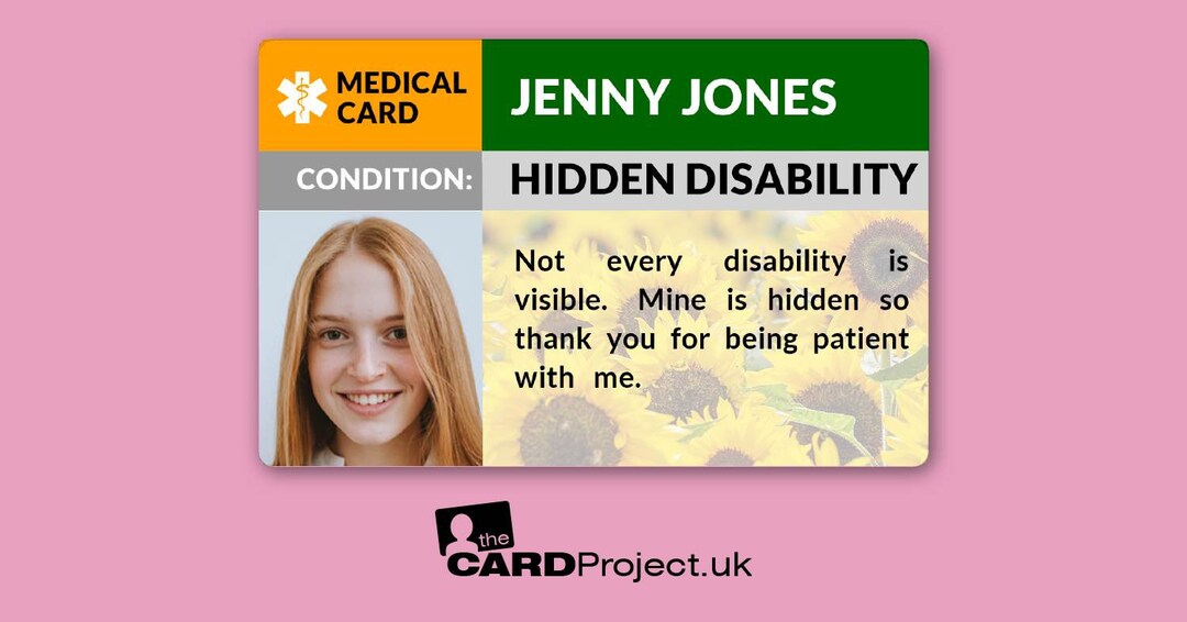 Hidden Disability Awareness Sunflower Photo Medical ID Alert Card - Etsy
