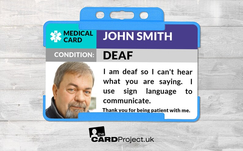 Deaf Sign Language Awareness Photo Medical ID Alert Card - Etsy