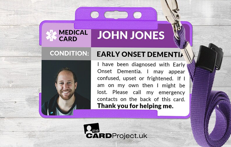 Early Onset Dementia Photo Medical ID Card - Etsy