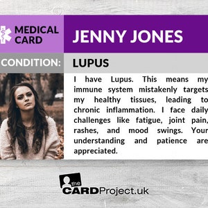Lupus Awareness Photo ID Card Informative & Essential for Safety the ...