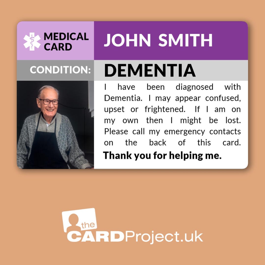 Dementia Photo Medical ID Card, Dementia Awareness, Alert Badge - Etsy ...