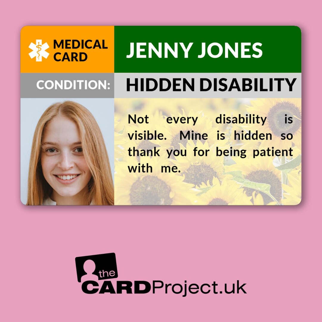 Hidden Disability Medical ID Card – Personalised With Emergency ...