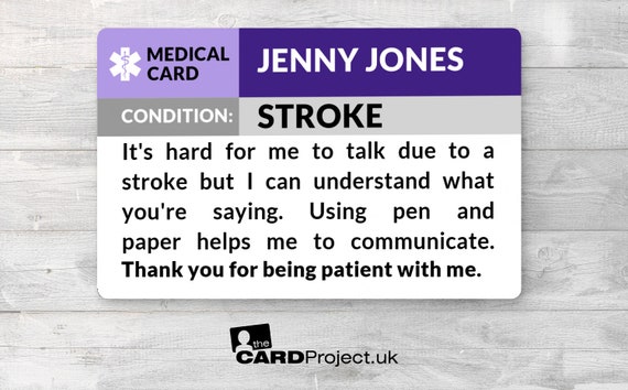 Stroke Awareness Medical ID Alert Card - Etsy