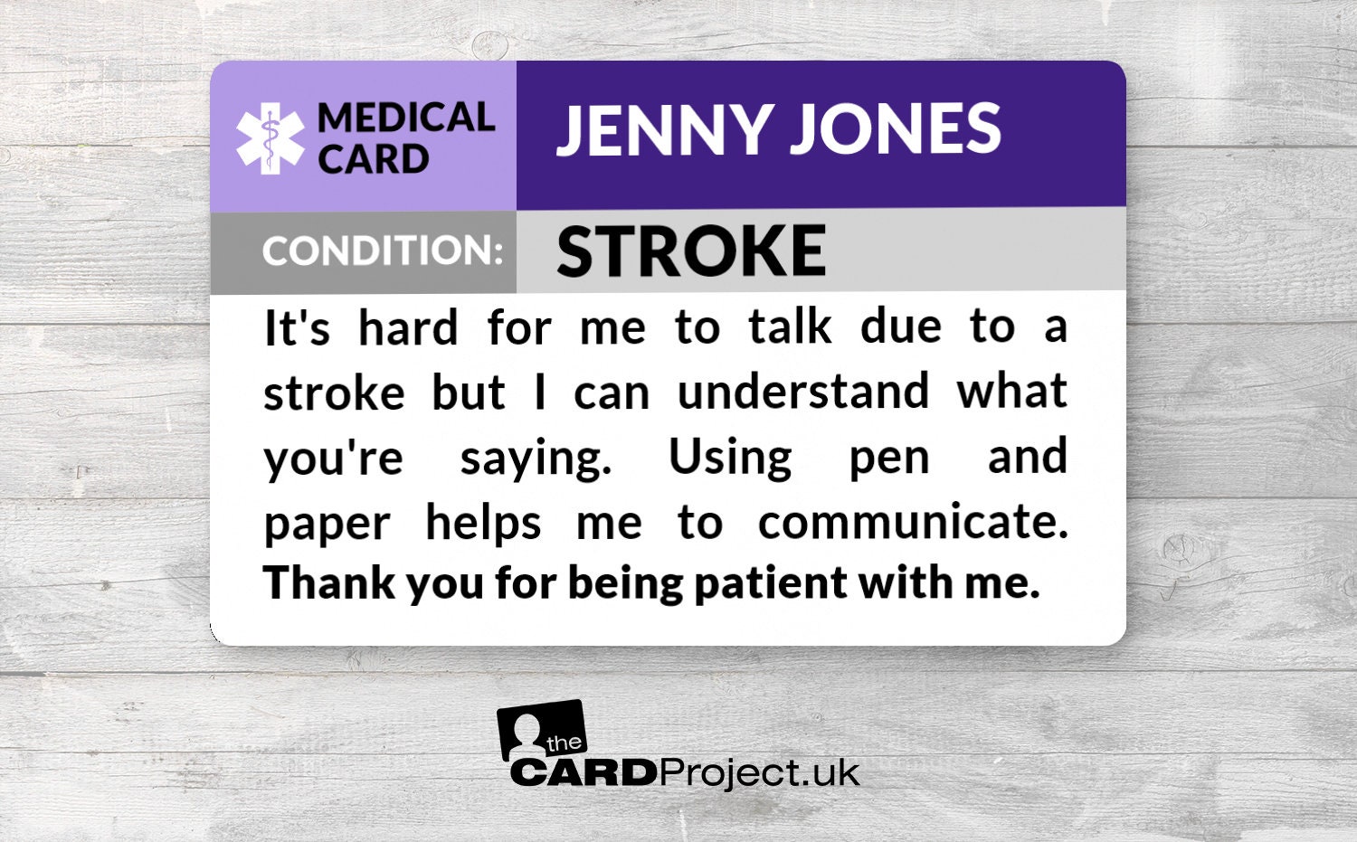 Stroke Awareness Medical ID Alert Card - Etsy