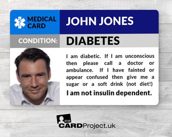 Diabetic Alert Card - Etsy