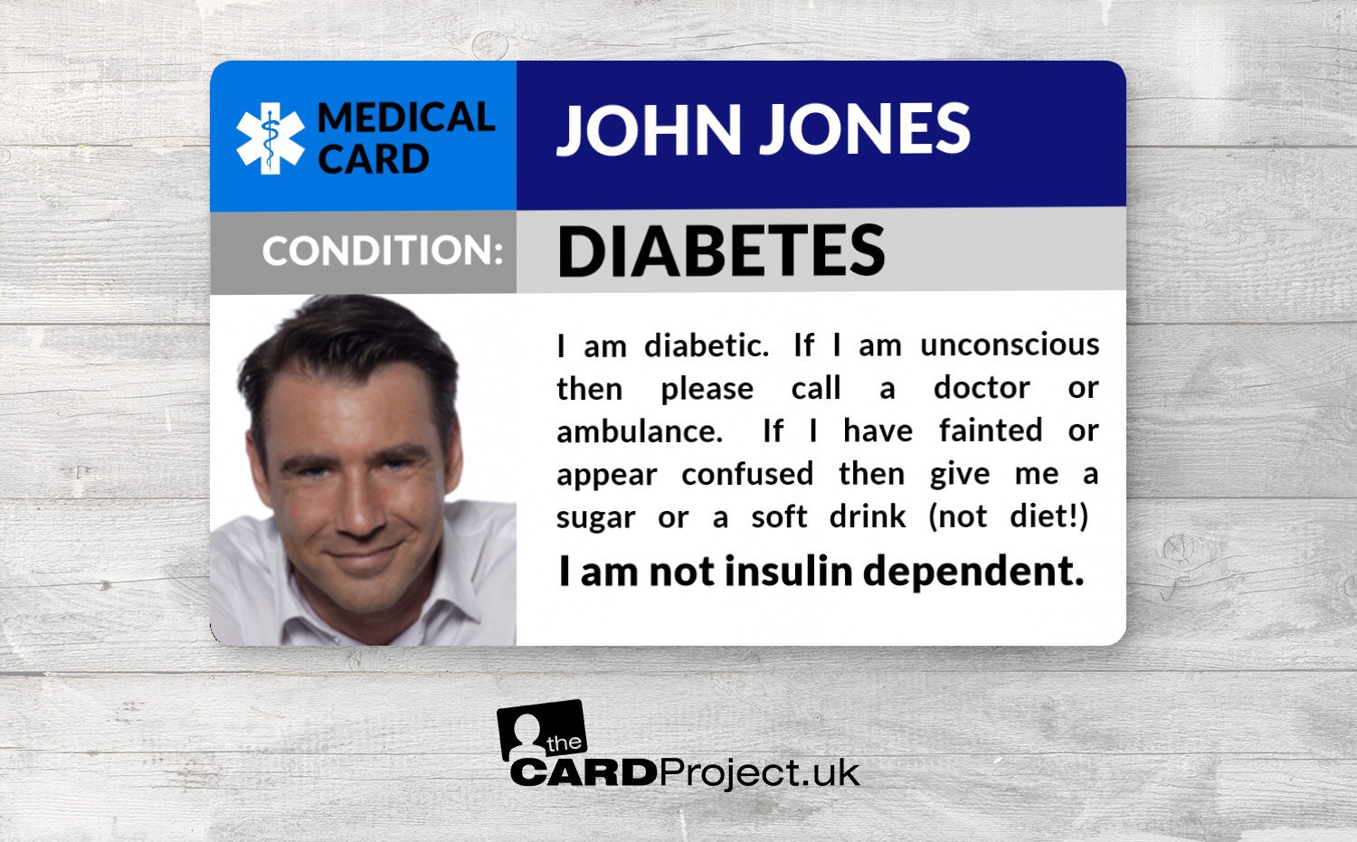 Diabetes Photo Medical ID Card Diabetic Alert Card/badge - Etsy