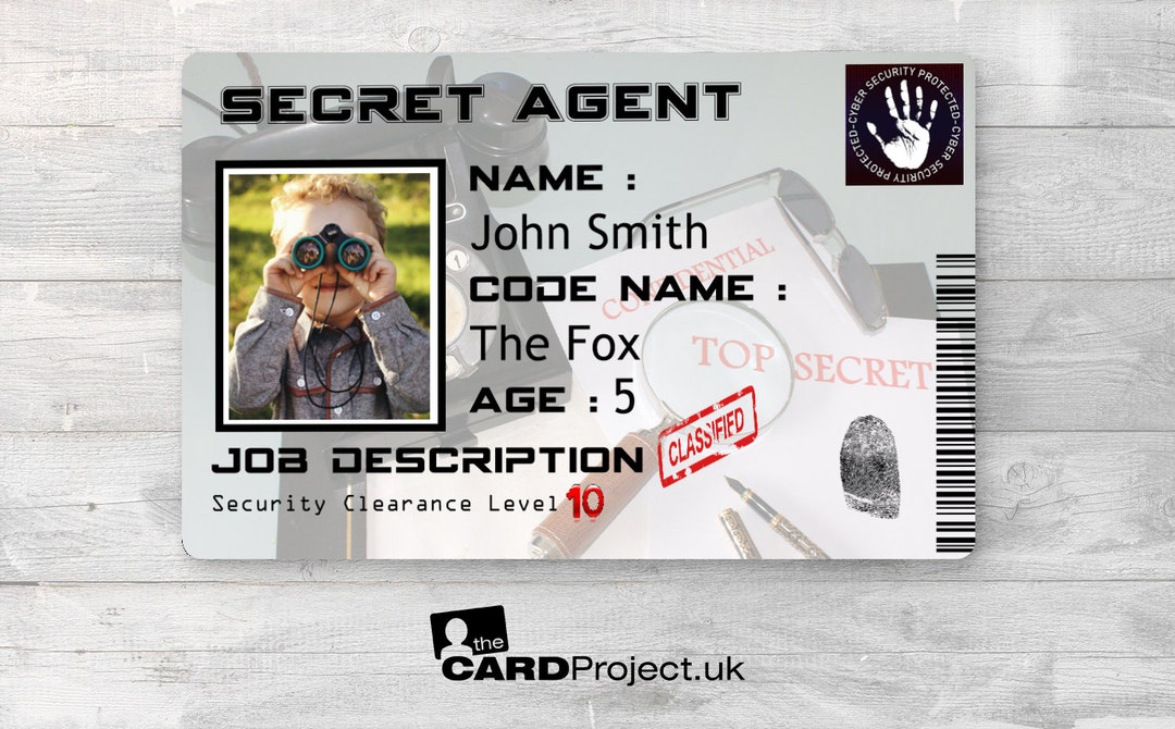 Secret Agent Photo ID Card, Kids Imagination and Dress up Play, Novelty ...