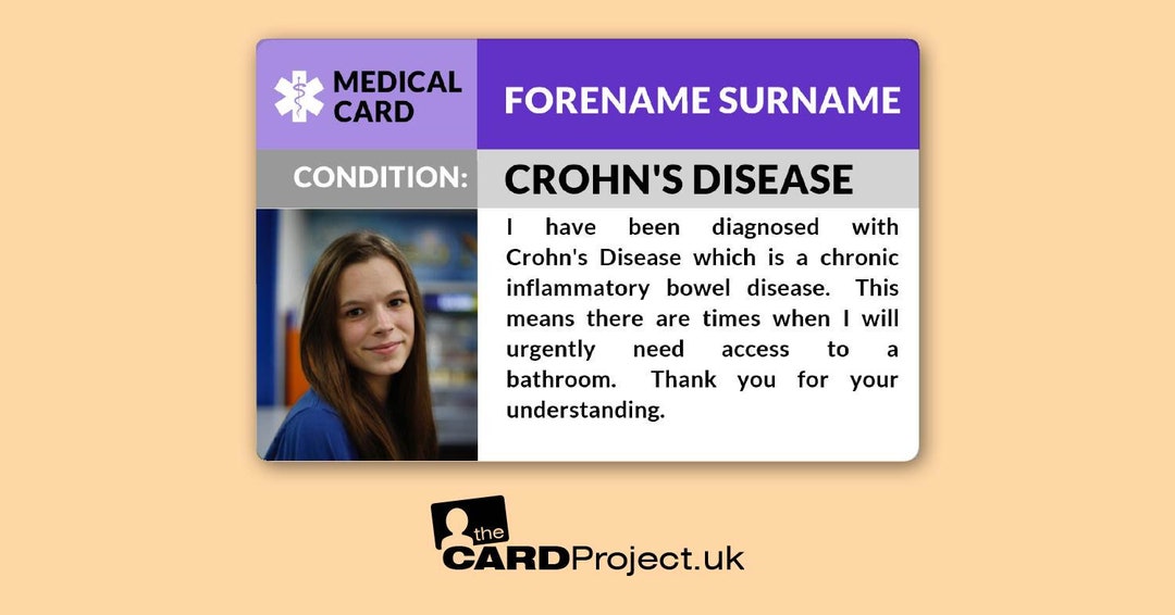 Crohn's Disease Awareness Photo Medical ID Alert Card - Etsy