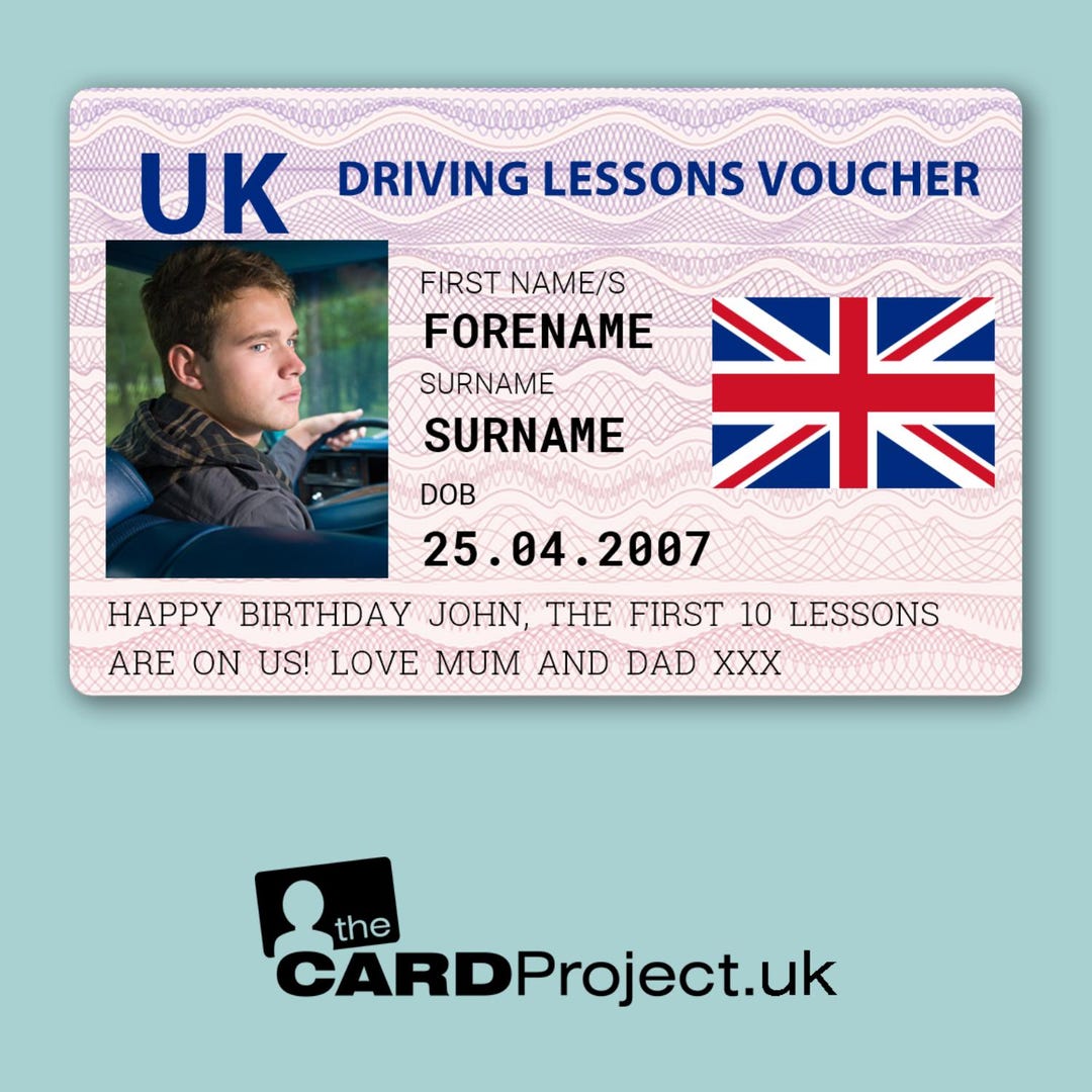 Driving Lesson Gift Voucher - Personalised Driving Lessons Card With ...