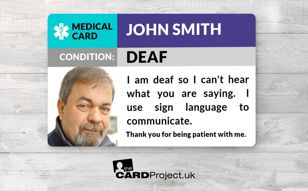 Deaf, Sign Language Awareness Photo Medical ID Alert Card - Etsy