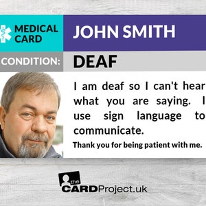 Deaf, Sign Language Awareness Photo Medical ID Alert Card - Etsy