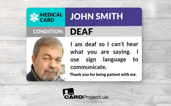 Deaf Sign Language Awareness Photo Medical ID Alert Card - Etsy