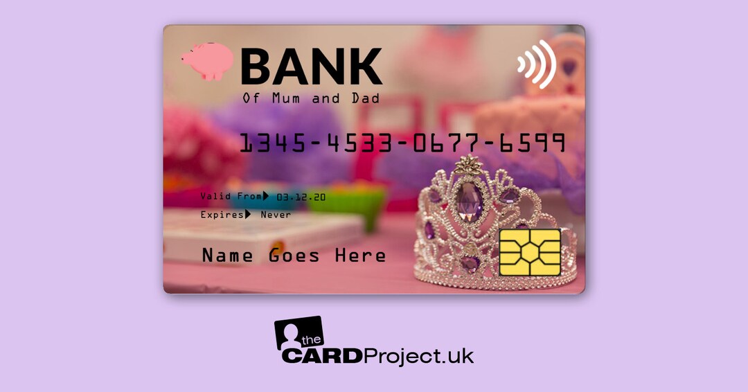 Childs Credit Card, Princess Design, Novelty Play Time Money for Kids ...