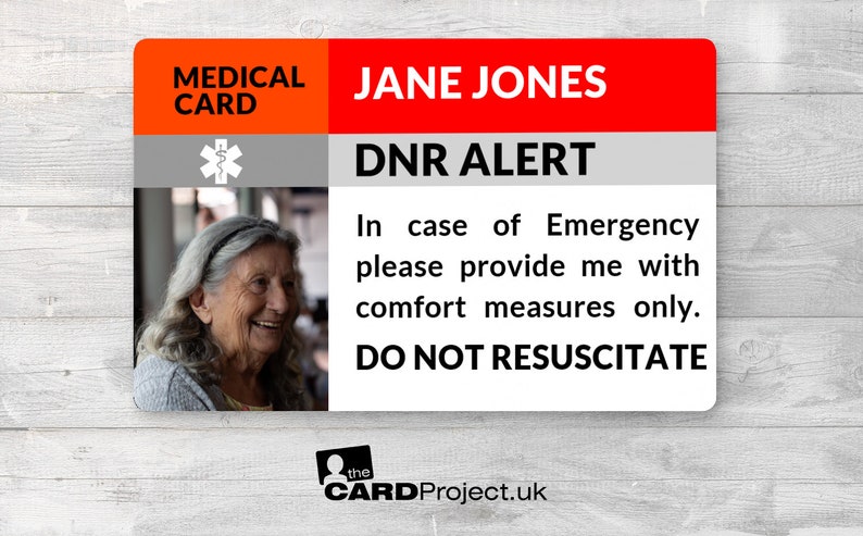 DNR Card, Do Not Resuscitate Photo Medical ID Alert Card - Etsy