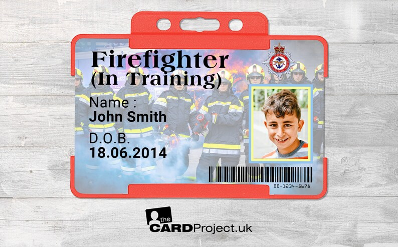 Firefighter Photo ID Card Personalised Novelty Children's - Etsy