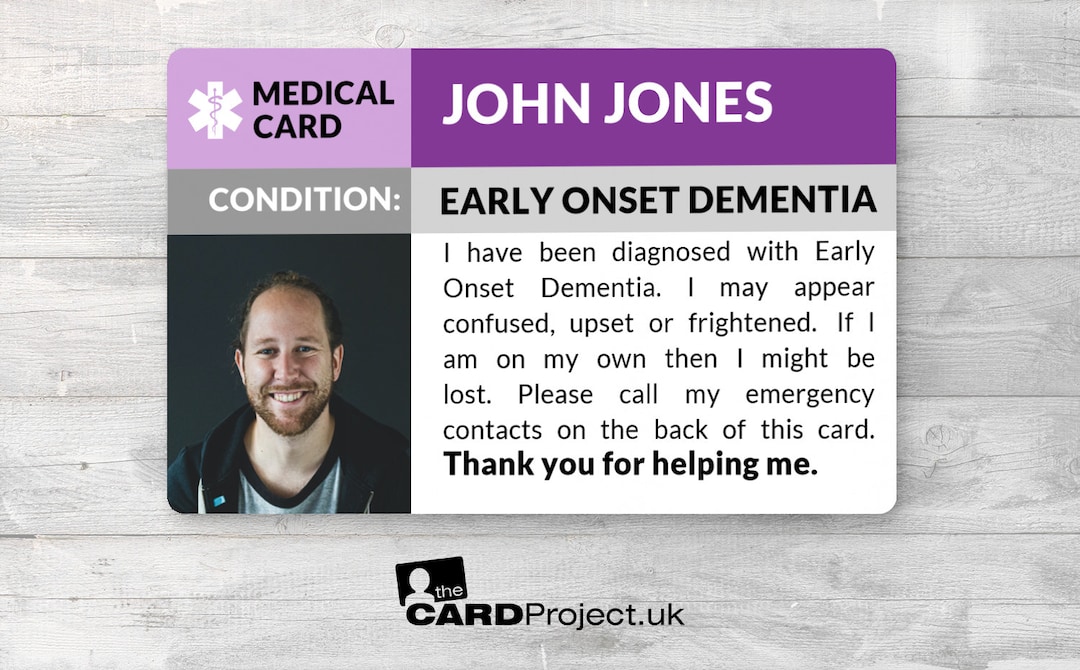 Early Onset Dementia Photo Medical ID Card - Etsy