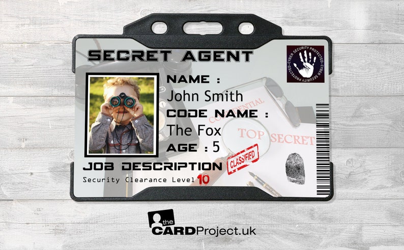 Secret Agent Photo ID Card Kids Imagination and Dress up - Etsy