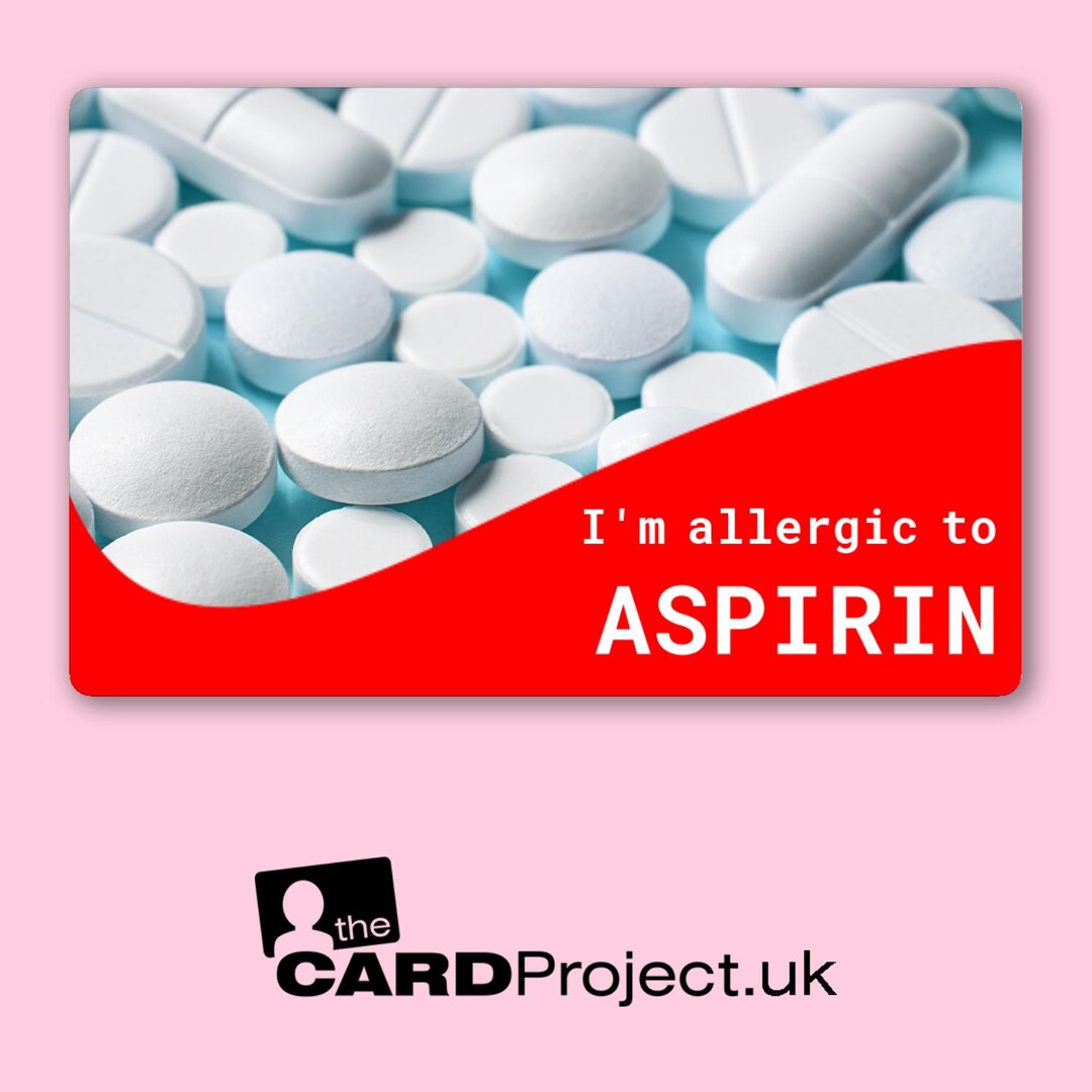 I'm Allergic to Aspirin Card – Bold Allergy Alert ID Card for Safety ...