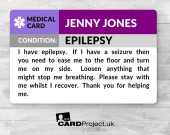 Seizure Id Card - Etsy