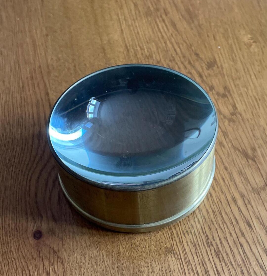 Vintage Desk Magnifier 4in Brass Map Enlarger Glass Loupe - Etsy