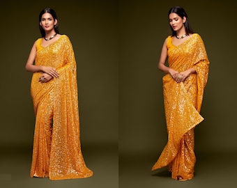 Sequin Wedding Saree - Etsy