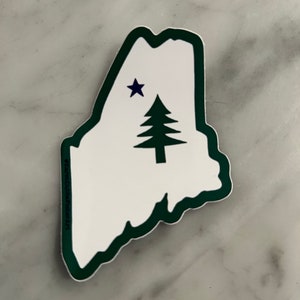 Sticker, State of Maine Sticker, State of Maine Flag, Pine Tree, Maine ...