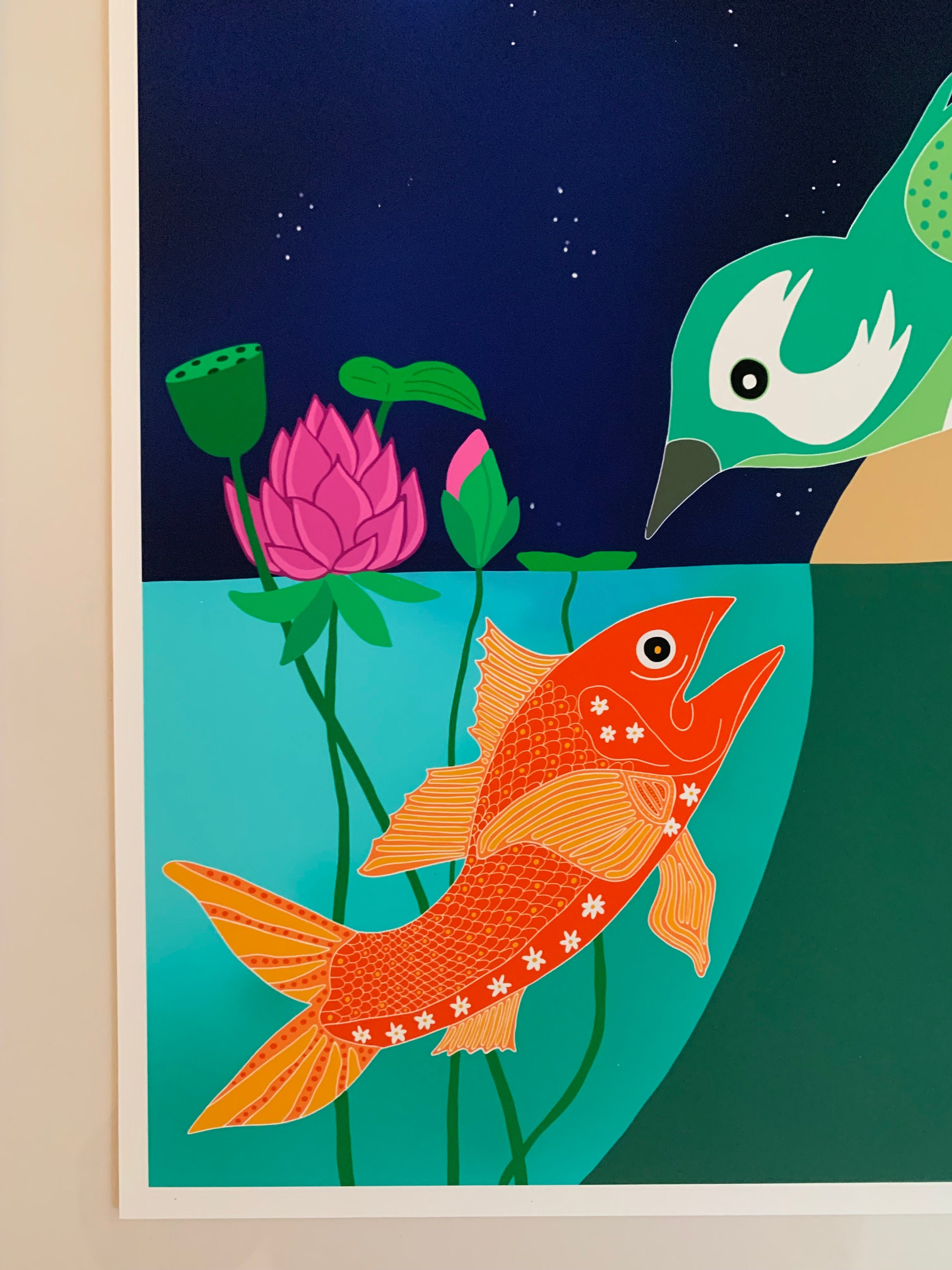 Bird and Fish Art Print, Land and Sea, Printable Wall Art, Bird Art ...