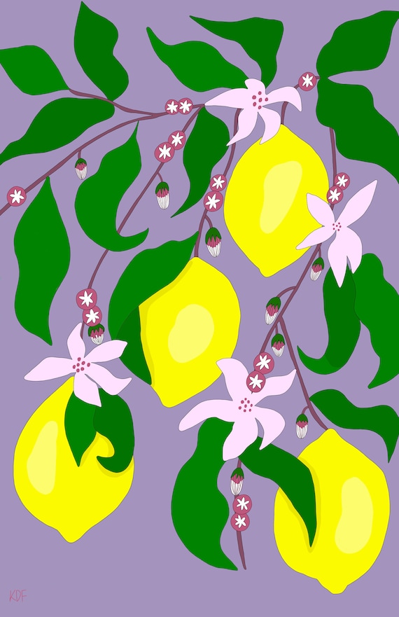 Lemon Art Print Lemon Tree Printable Wall Art Wall Art - Etsy