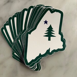 Sticker, State of Maine Sticker, State of Maine Flag, Pine Tree, Maine ...