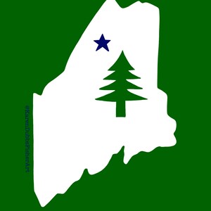 Sticker, State of Maine Sticker, State of Maine Flag, Pine Tree, Maine ...