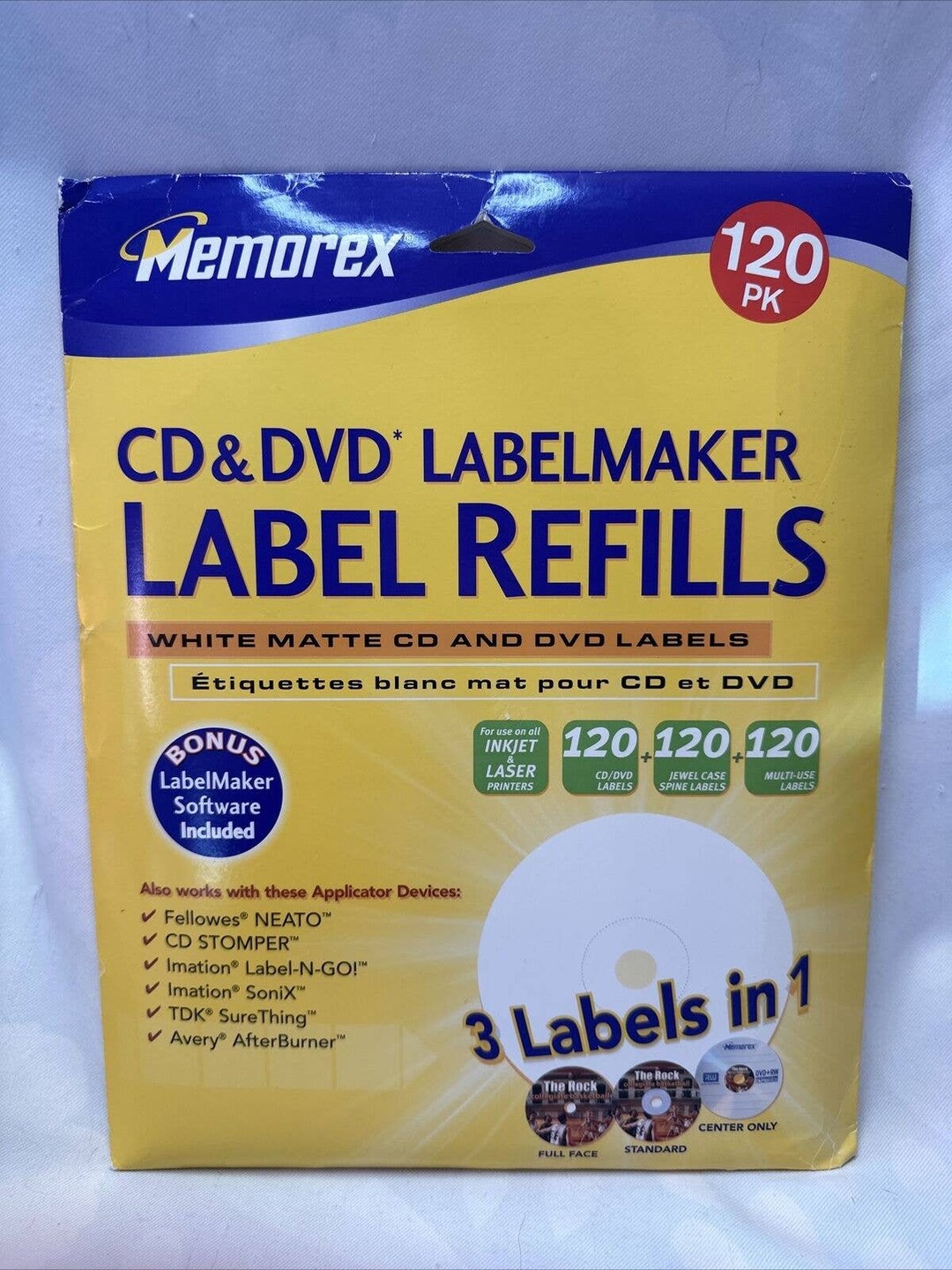 Memorex CD & DVD Labelmaker Label Refills 120 Pack Sealed Software ...