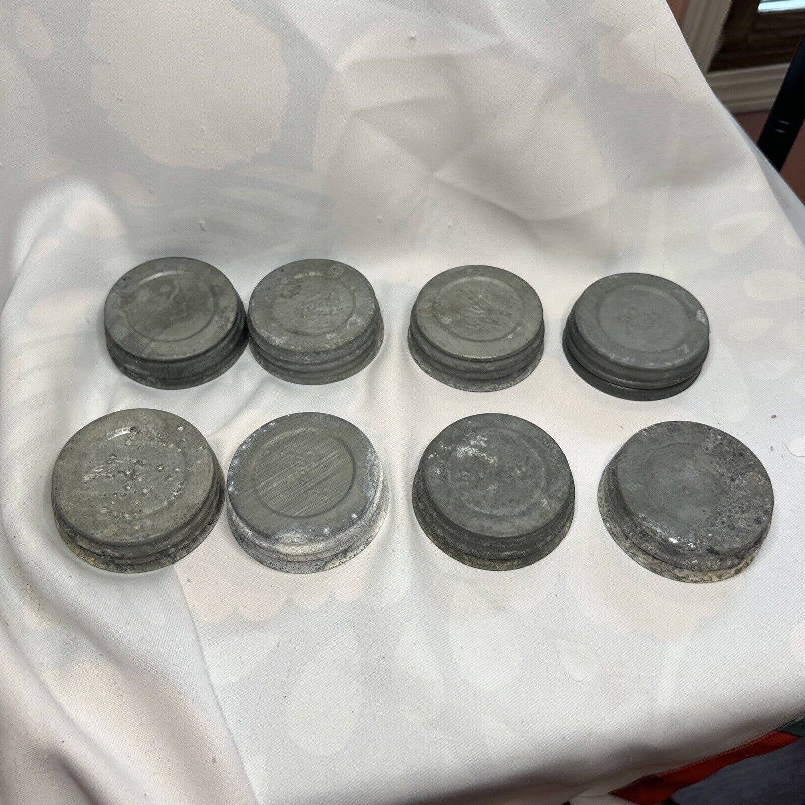 Vintage Zinc Ball Mason Jar Lids Caps Lot of 43 Rubbers Boxes Porcelain ...