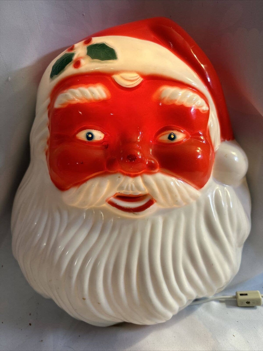 Vintage NOMA Light up Santa Claus Face Head Blow Mold - Etsy