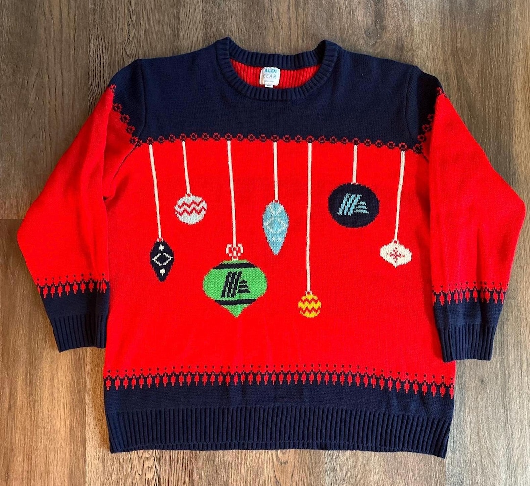 Aldi Gear Unisex Red Ornament Christmas Sweater Size XXL New - Etsy
