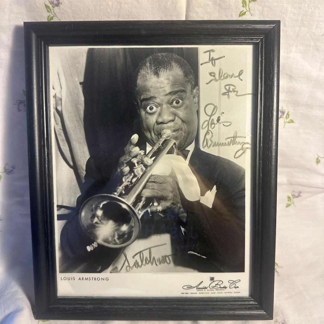 Vintage Louis Armstrong Hand Signed Autographed Photo Framed Satchmo ...