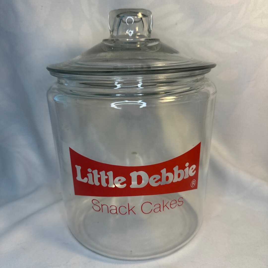 Vintage Little Debbie Snack Cakes Cookie Jar Glass Countertop ...