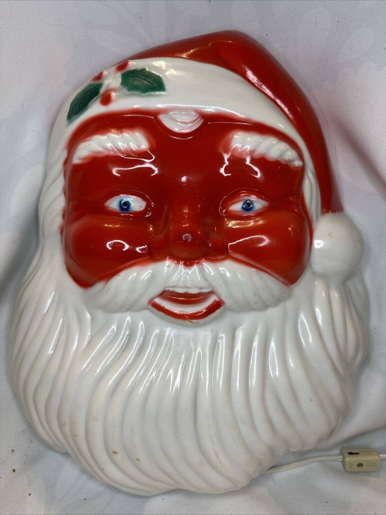 Vintage NOMA Light up Santa Claus Face Head Blow Mold - Etsy
