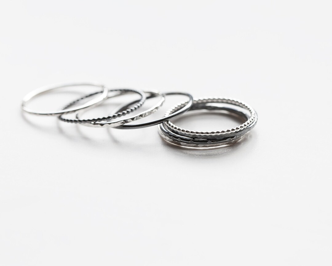 Stacking Rings,multi Textured Rings Set,stacking Rings Set,hammered ...