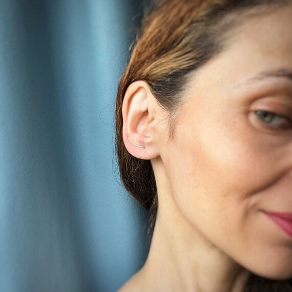 Gold Filled Ear Climbers Simple Ear Crawlers Ear Sweeps - Etsy