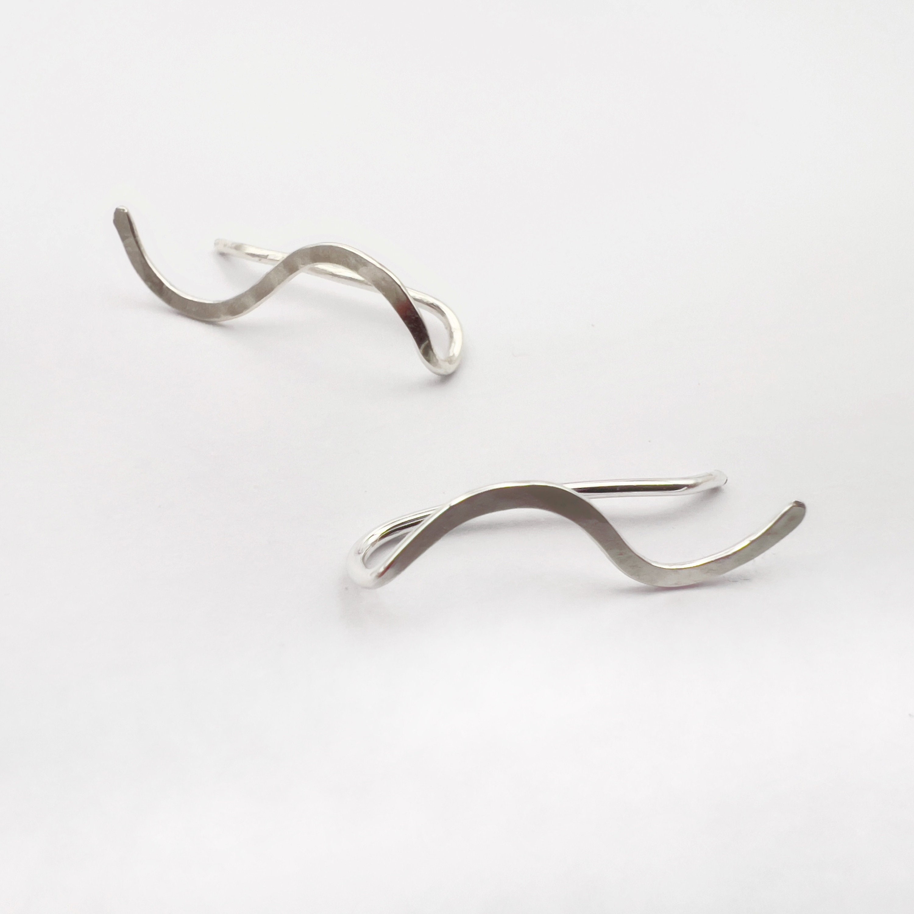 Wave Ear Climbers: Squiggle Earrings in Sterling Silver - Etsy
