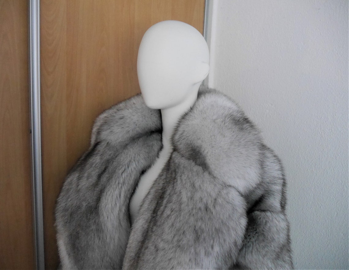 SAGA Blue Fox Fur Coat - Etsy Australia