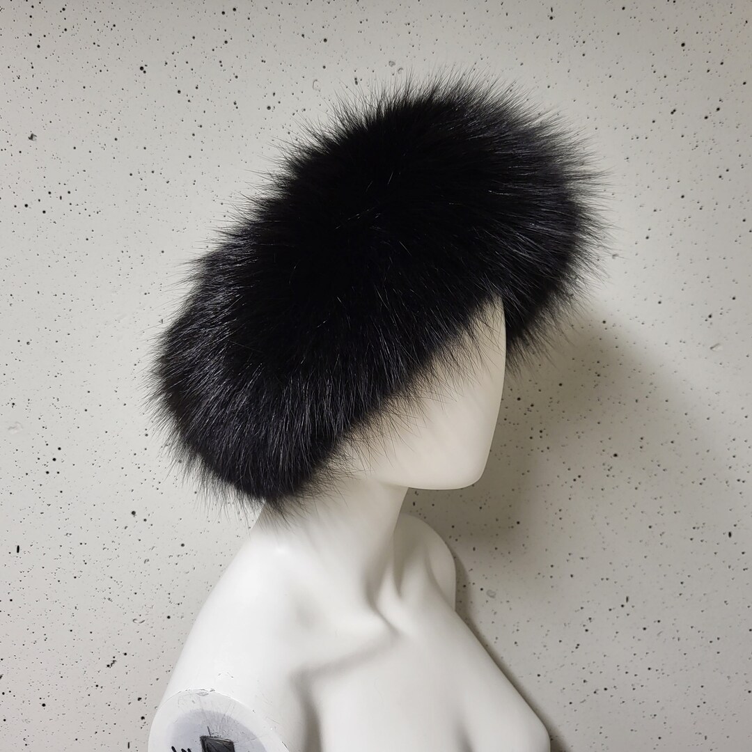 Black Fox Fur Headband - Etsy