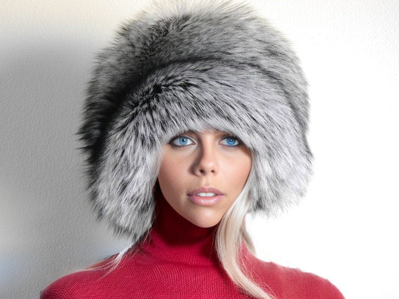 SAGA Silver Fox Fur Hat - Etsy