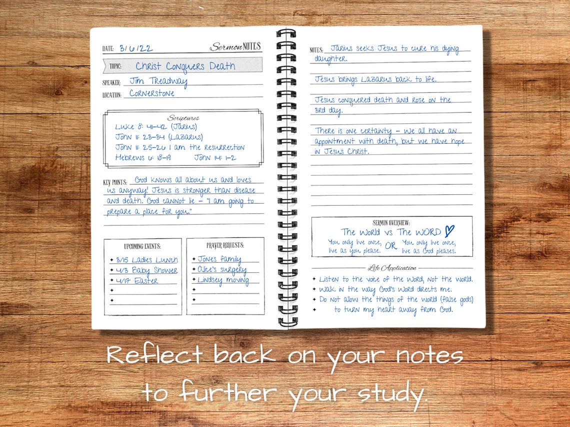 52 Week Sermon Notes Journal | Guided Sermon Notebook | Gift for ...