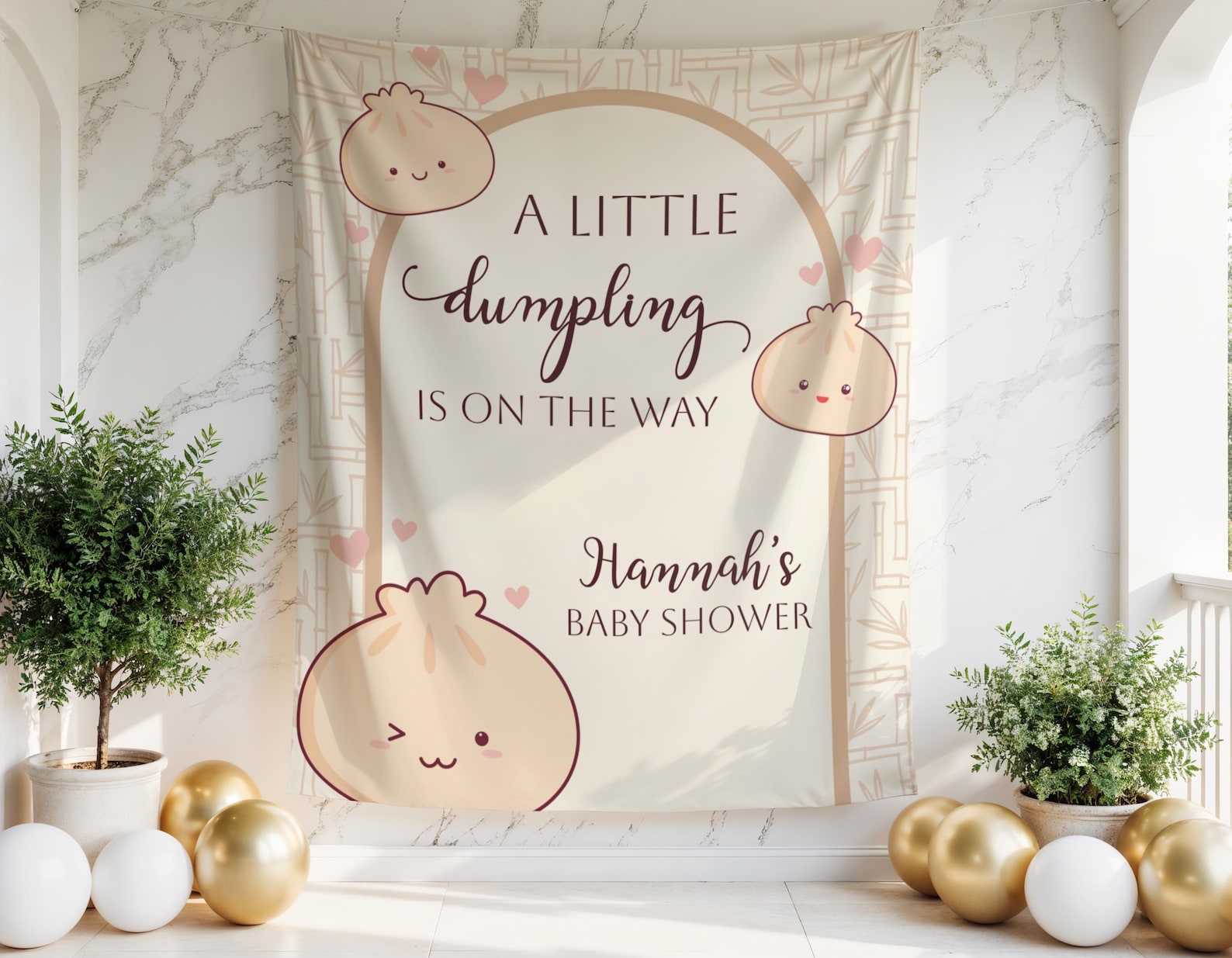 A Little Dumpling is on the Way Baby Shower Banner | Photo Backdrop ...