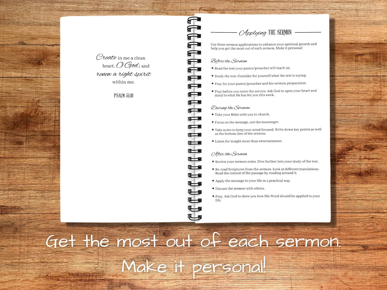52 Week Sermon Notes Journal | Guided Sermon Notebook | Gift for ...