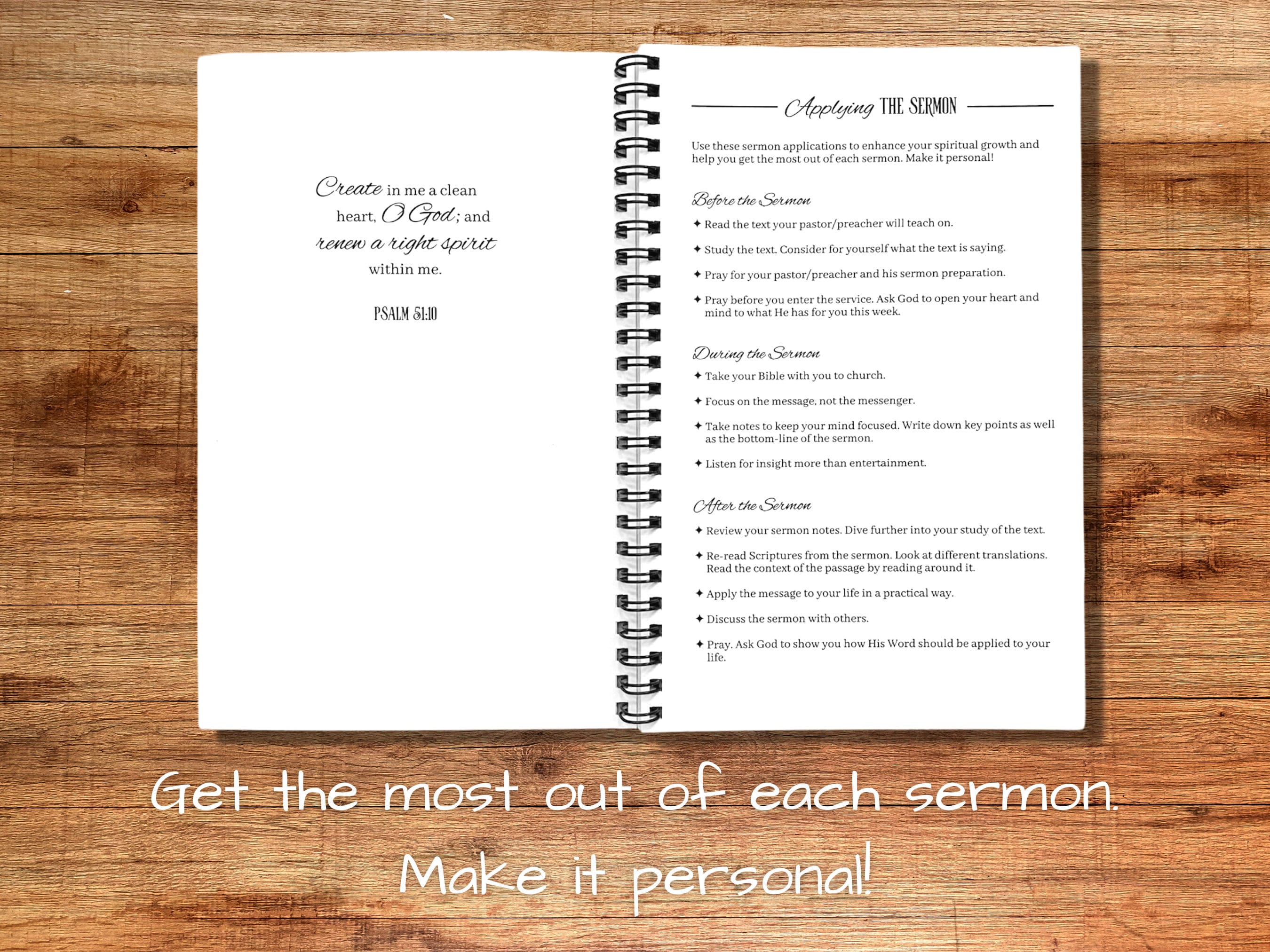 52 Week Sermon Notes Journal | Guided Sermon Notebook | Gift for ...