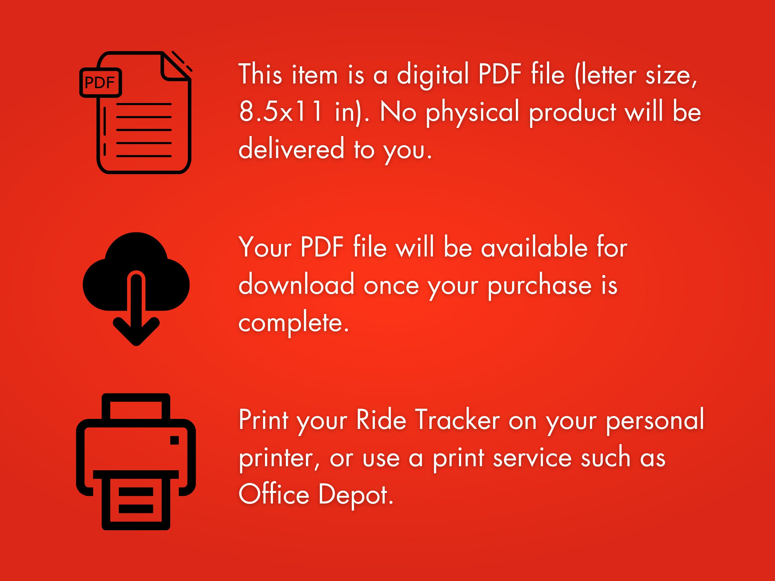 Ride Tracker | Chart Your Bike Rides | Digital Download | Printable PDF ...
